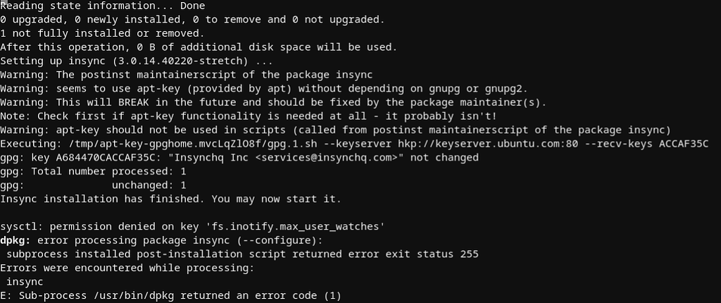 Im Getting This Error When Trying To Install Insync Linux Insync Forums 