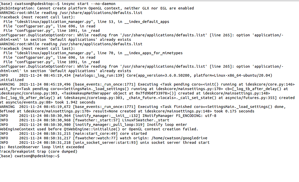Insync Crashes Using Ubuntu 2004 Insync Forums 